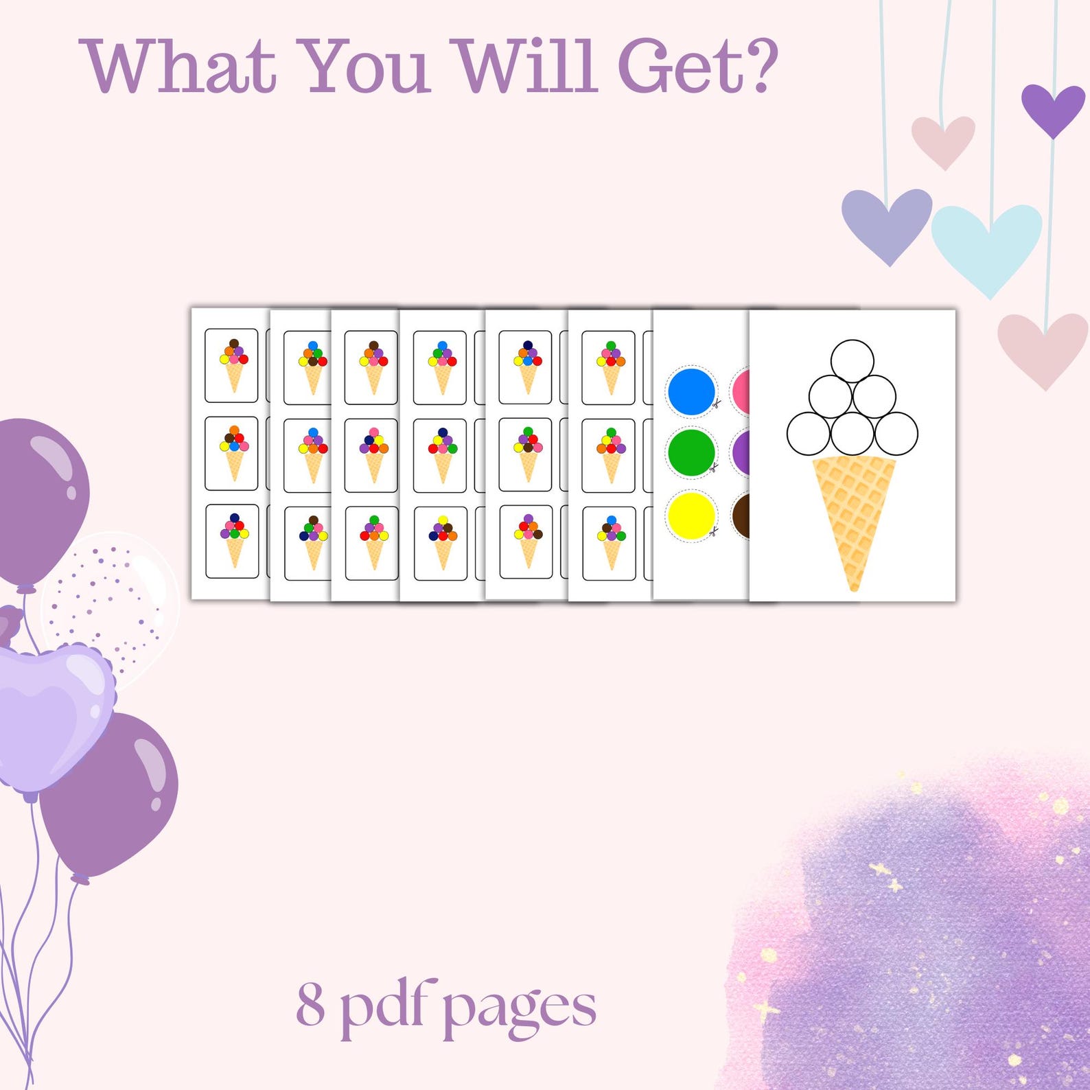 Ice Cream Color Matching Printable Game | Toddler Color Sorting ...