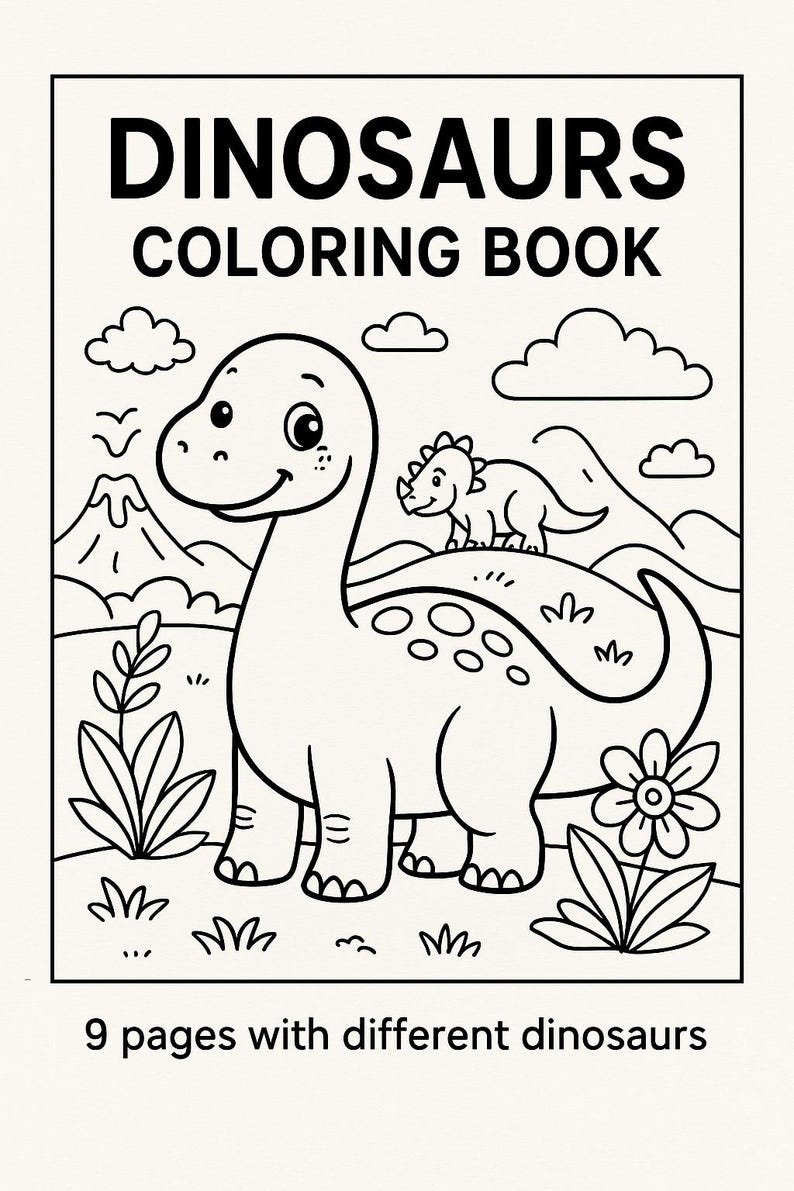 Coloring Book “dinosaurs” — Downloadable PDF - Etsy