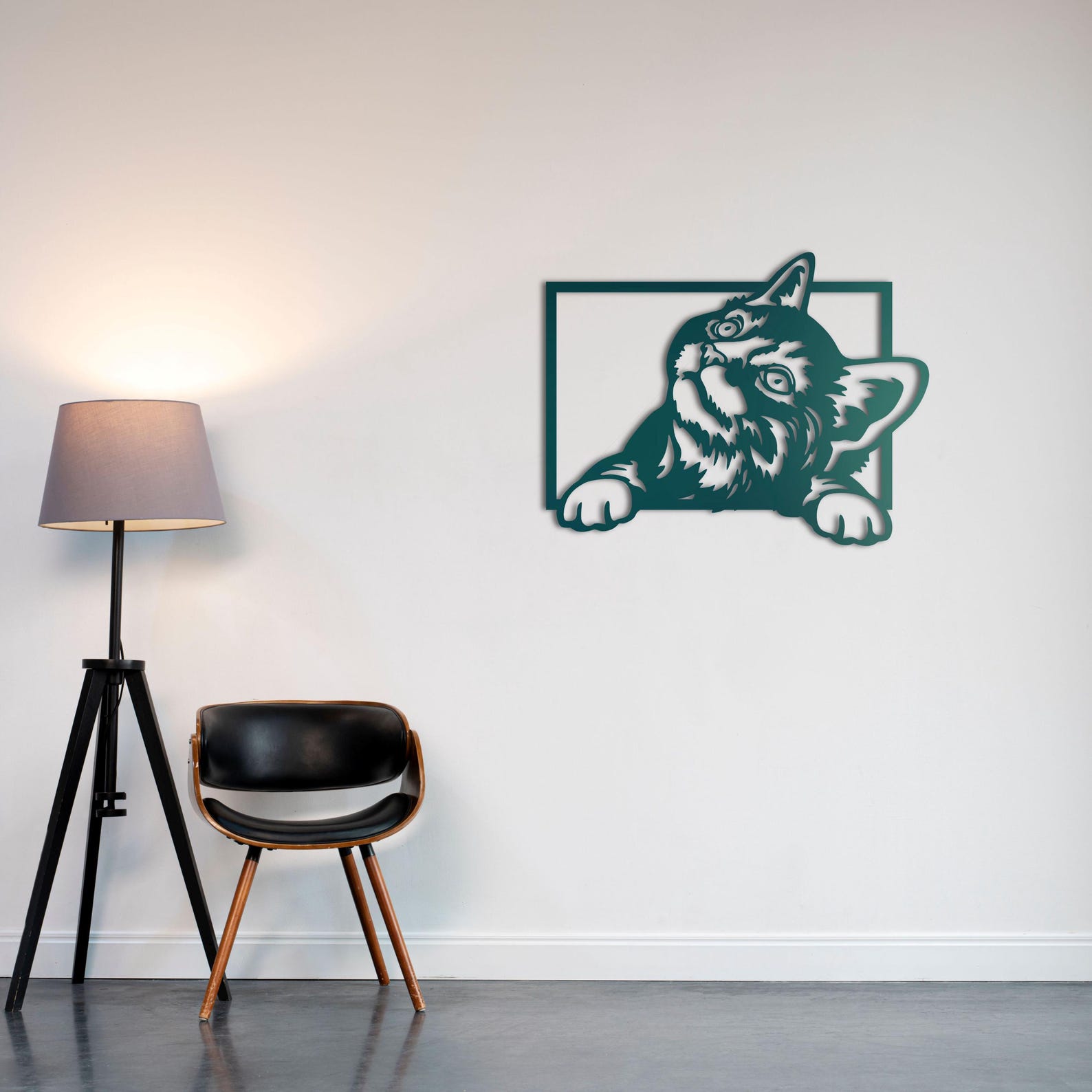 Modern Cat Wall Art – 3D Metal Cutout Design, Minimal Home Decoration ...