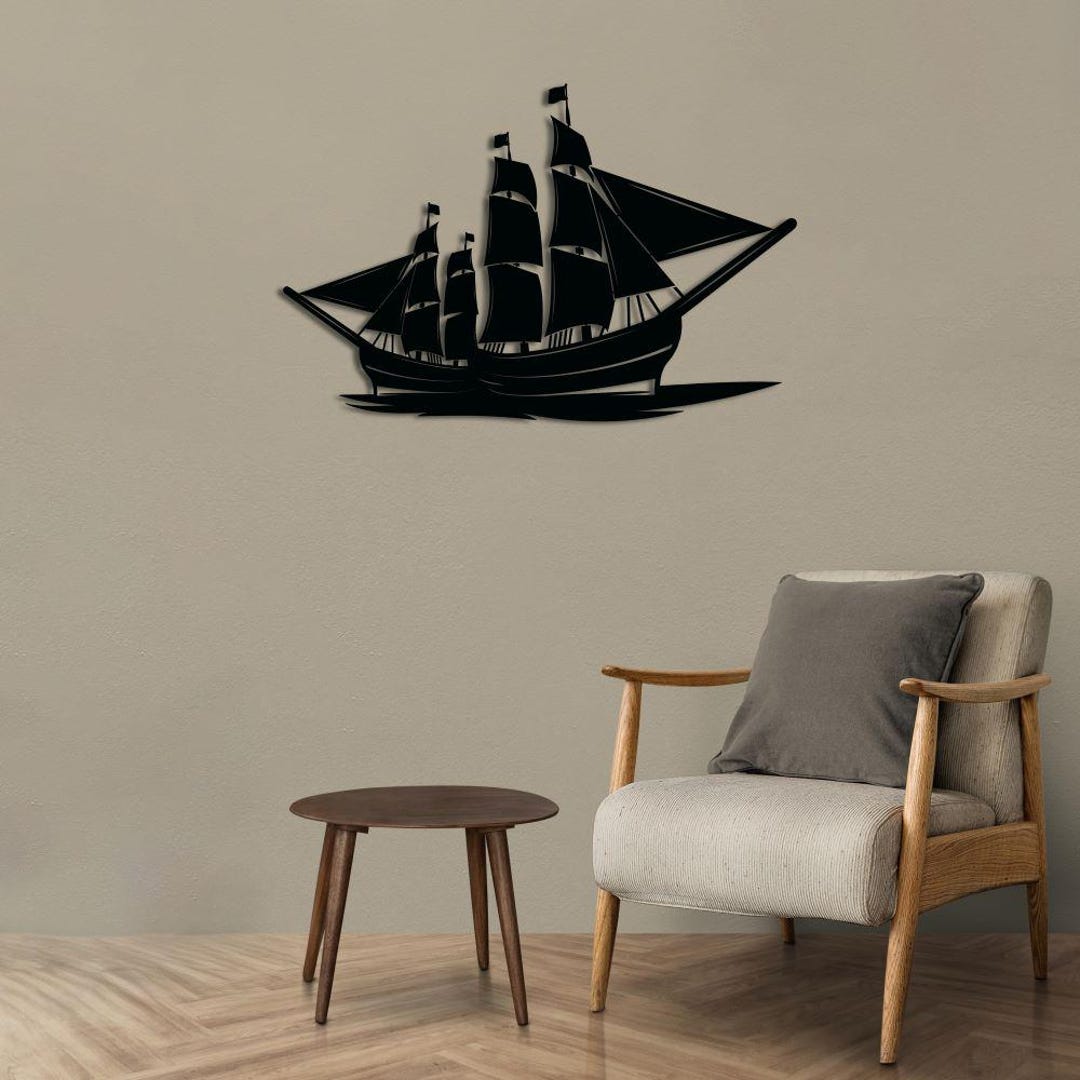 Nautical Ship Wall Art, Metal Sailing Vessel Design, Maritime Theme ...
