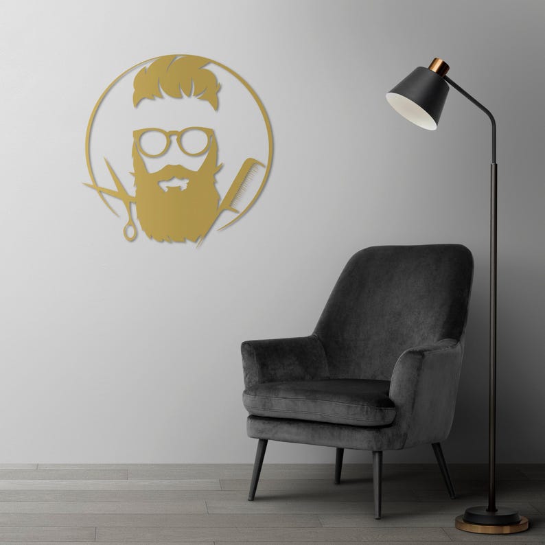 Barber Metal Wall Art – Beard Decor, Barber Shop Sign, Hair Salon Wall ...