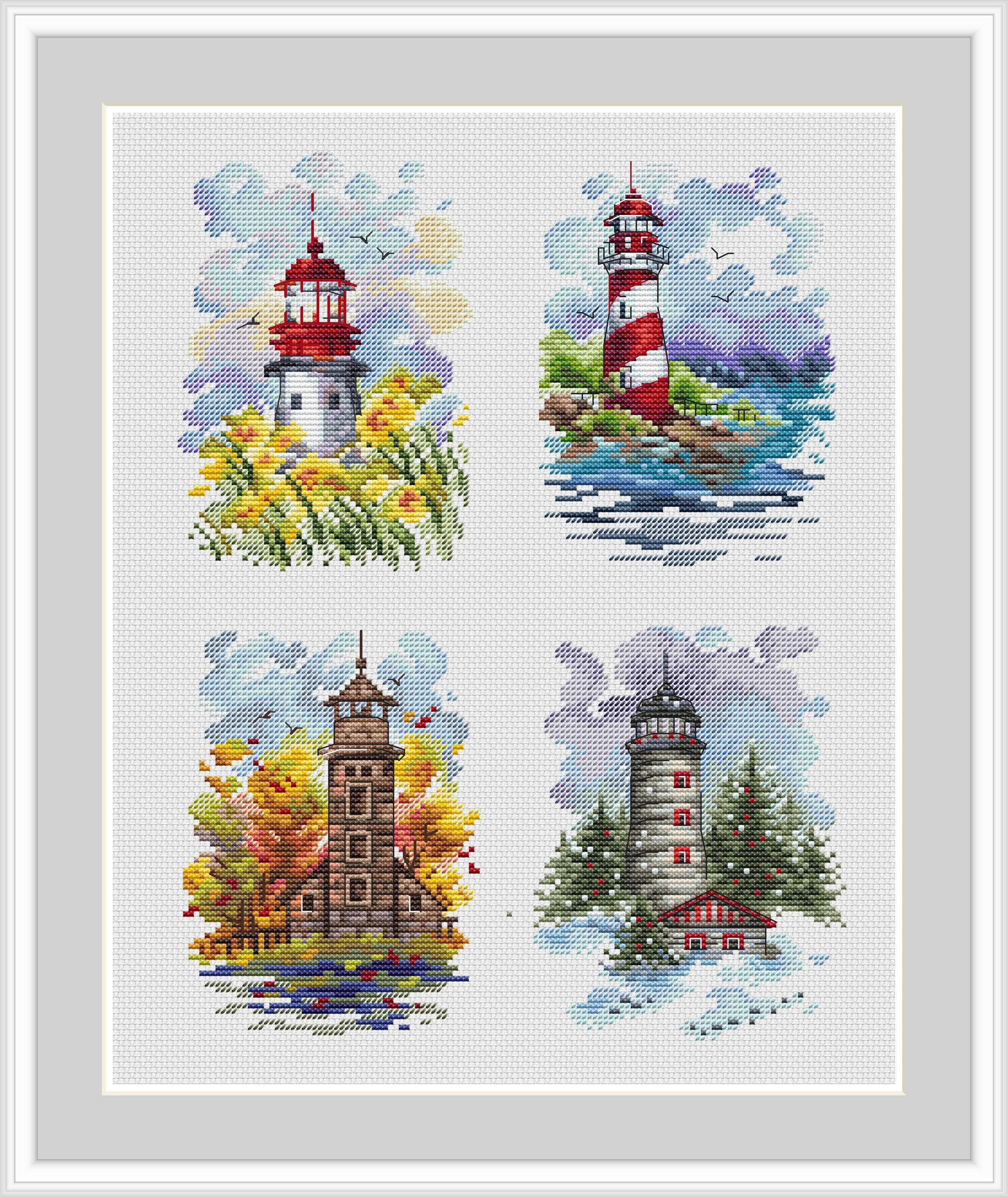 Four Season Lighthouse Cross Stitch Pattern Winter Cross Stitch Pattern ...