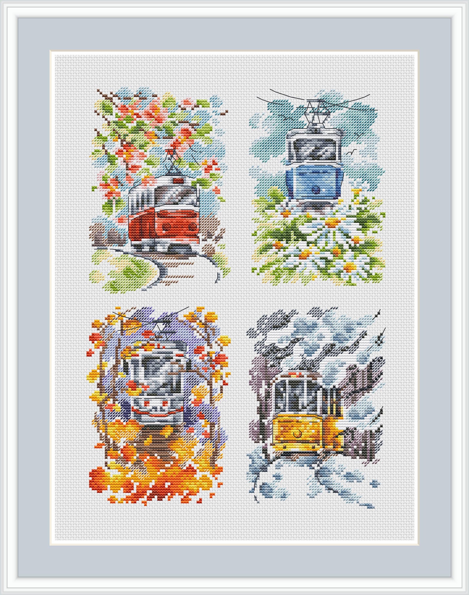Four Seasons Cross Stitch Pattern DIY Digital Download Trams Cross ...