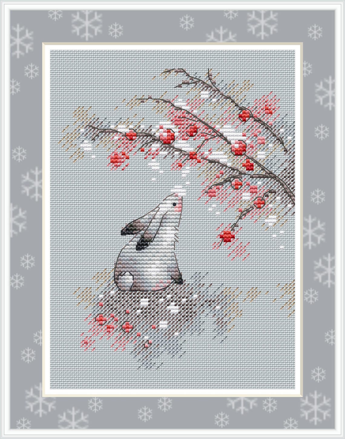 Grey Hare Cross Stitch Pattern Bunny Counted Cross Stitch Rabbit Cross ...