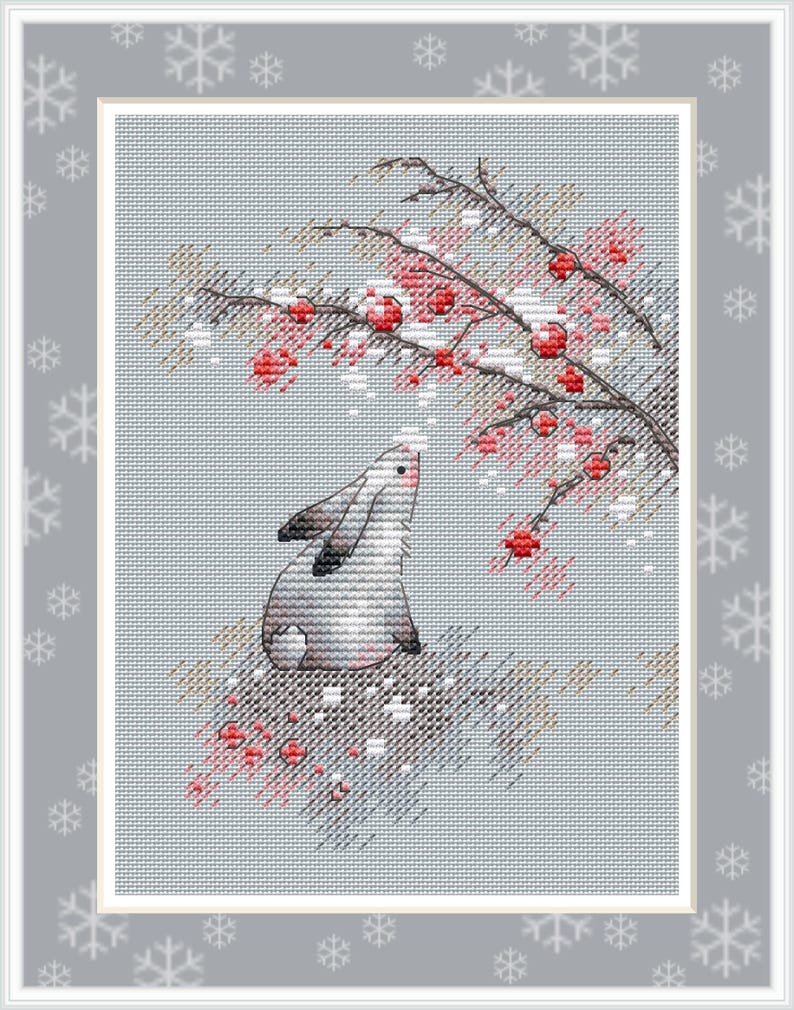 Grey Hare Cross Stitch Pattern Bunny Counted Cross Stitch Rabbit Cross ...