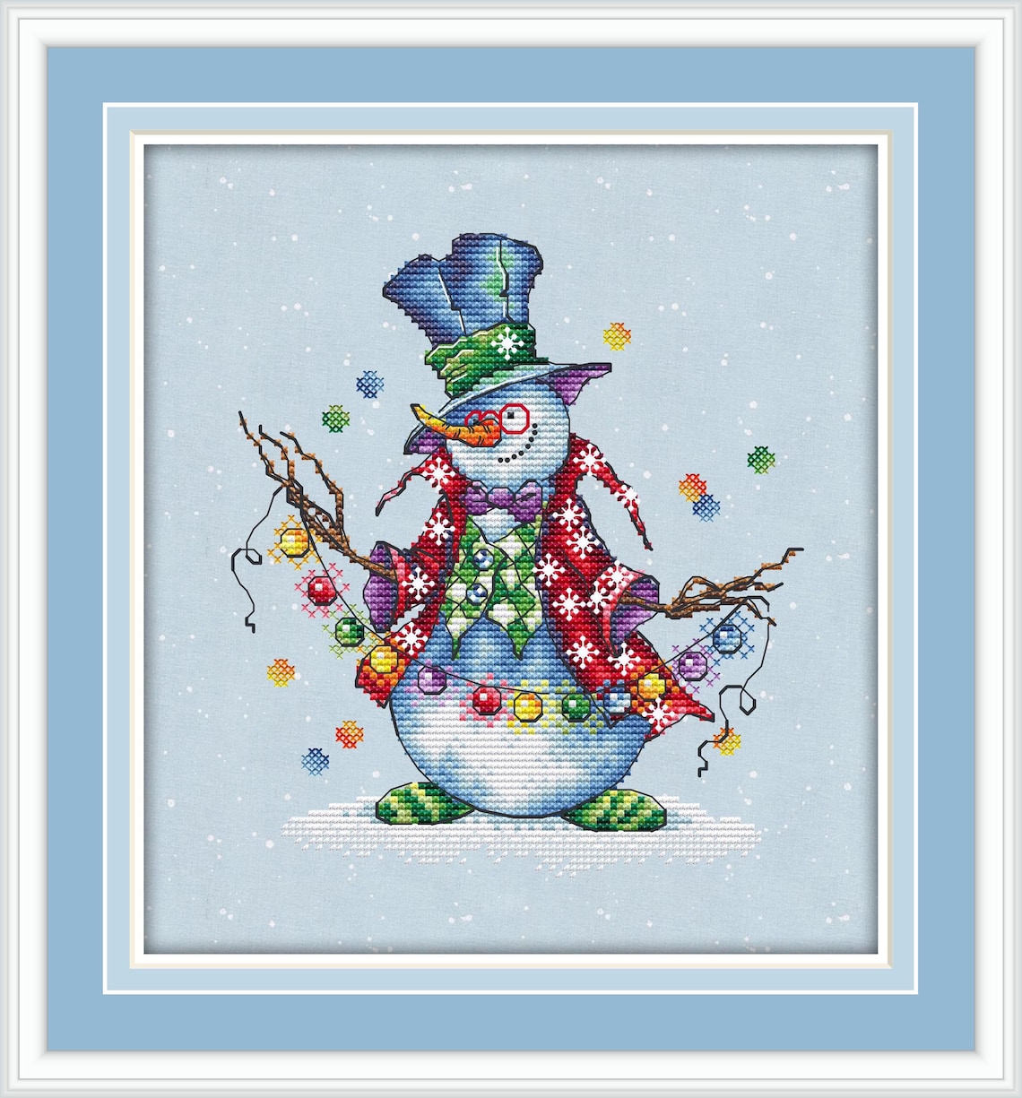 Snowman Cross Stitch Pattern, Christmas Cross Stitch Pattern, Winter ...