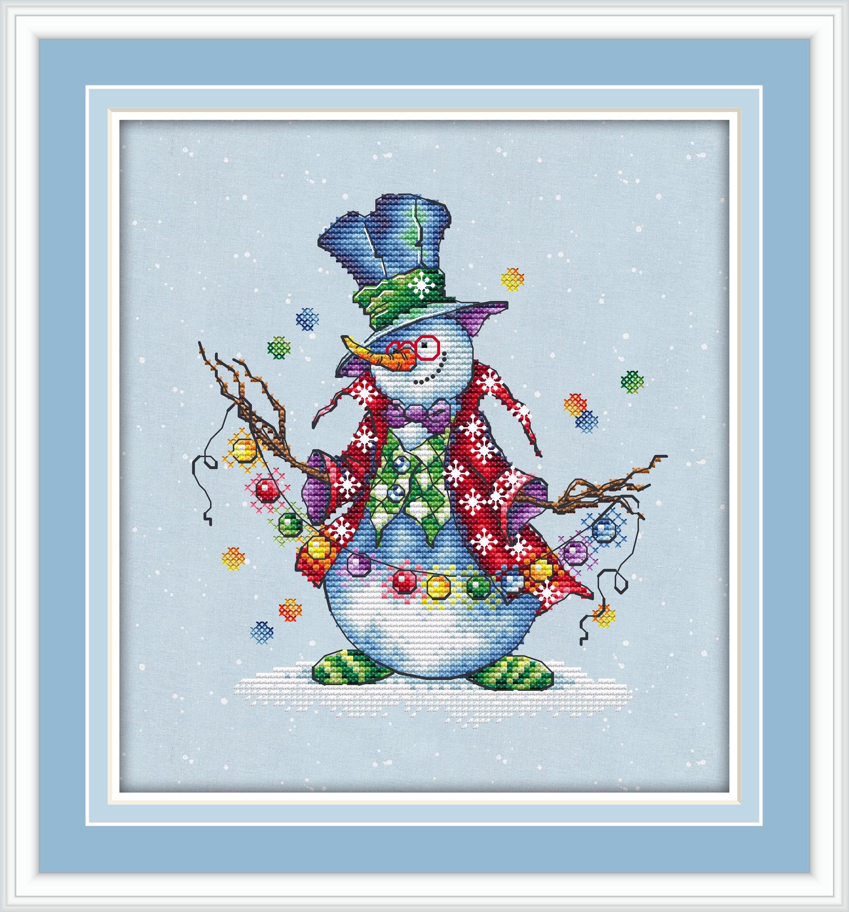 Snowman Cross Stitch Pattern, Christmas Cross Stitch Pattern, Winter ...