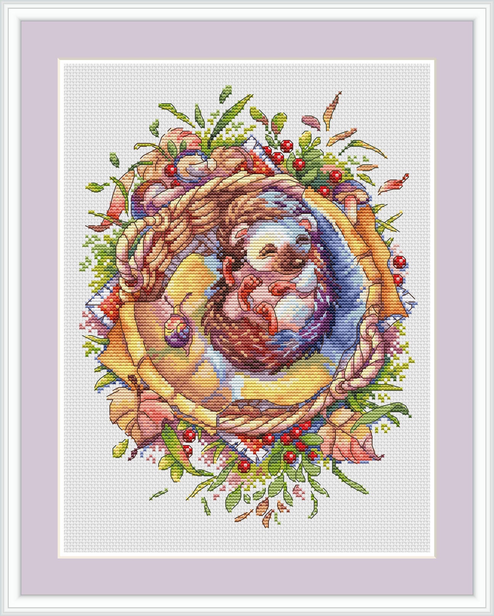 Snuggly Hedgehog Cross Stitch Pattern Fall Cross Stitch Chart Leaves ...