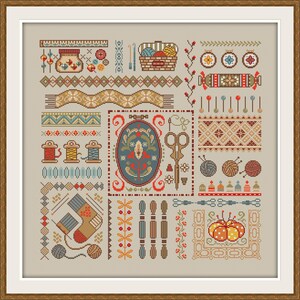 Needlework Sampler Cross Stitch Pattern Instant PDF Download Emroidery ...
