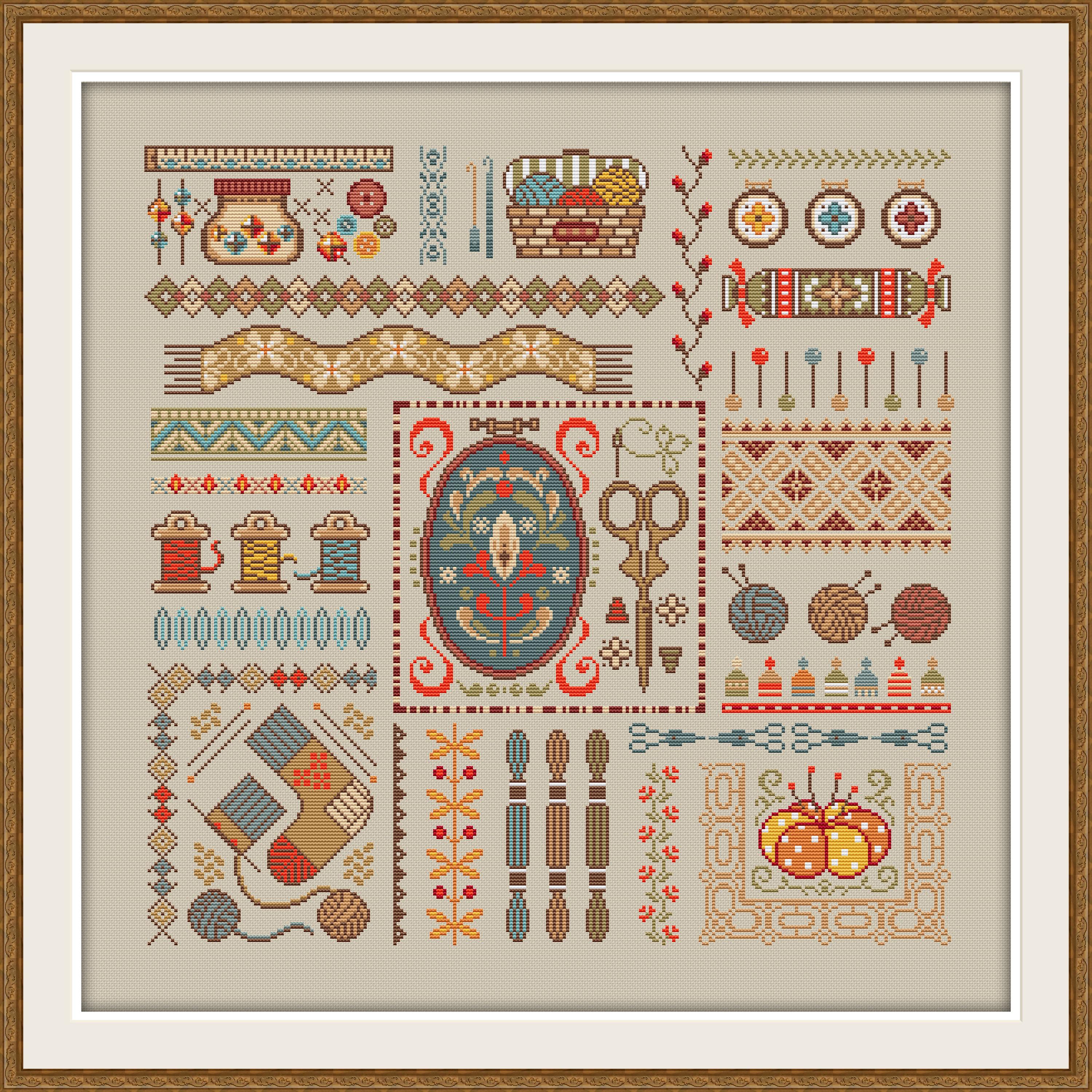Needlework Sampler Cross Stitch Pattern Instant PDF Download Emroidery ...