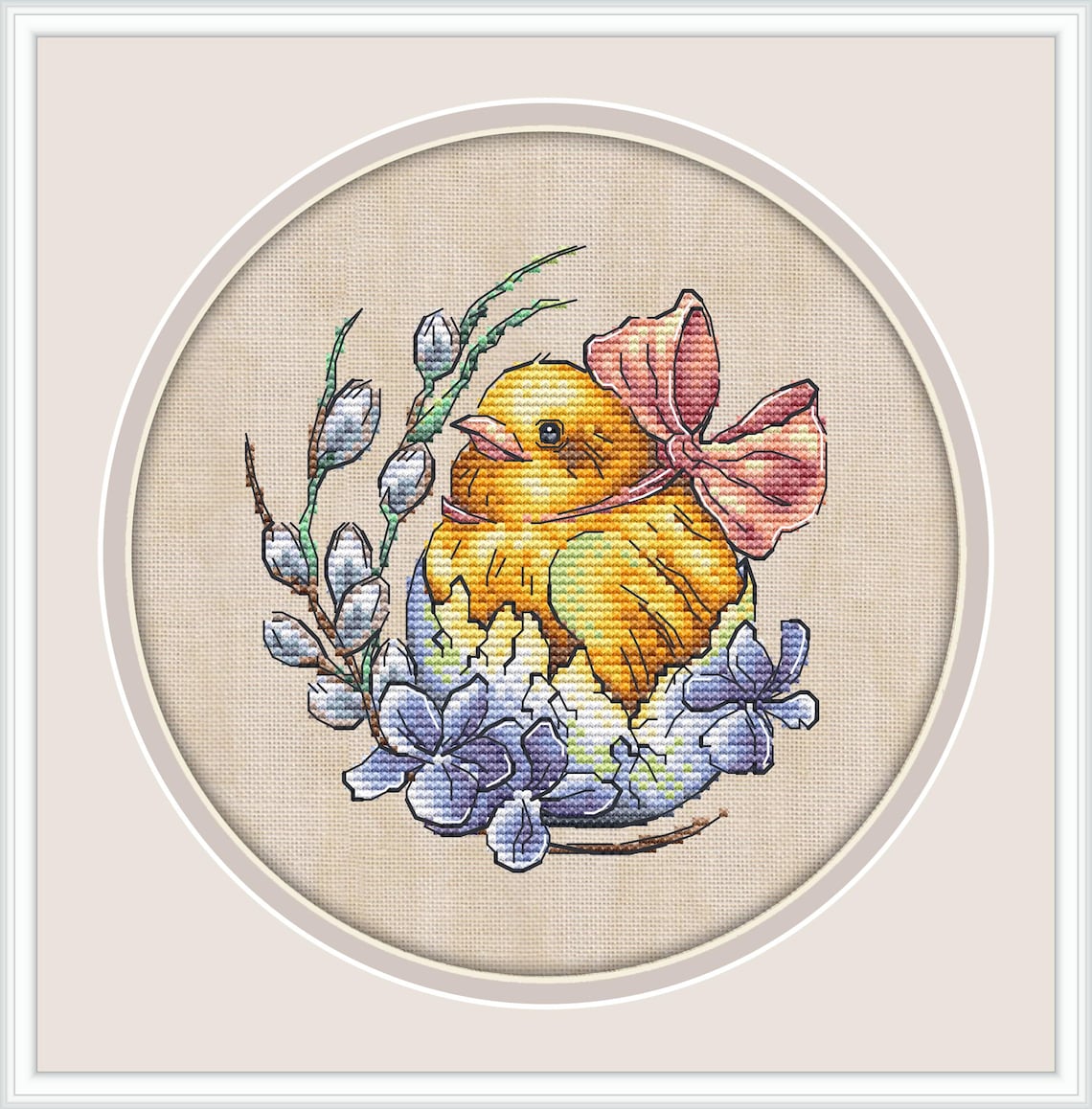 Easter Cross Stitch Pattern PDF Chick Cross Stitch Chart Flowers Cross ...