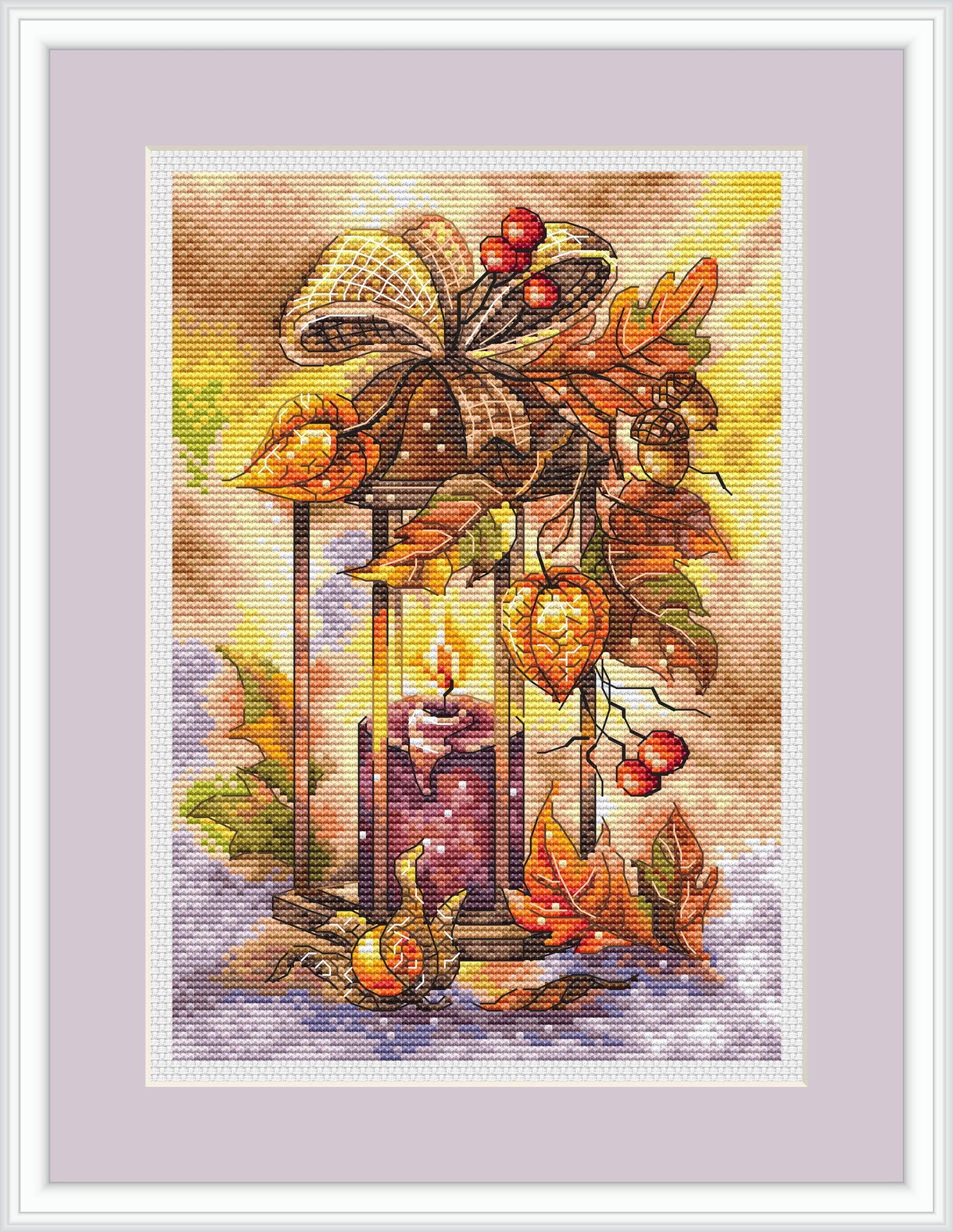 Autumn Cross Stitch Pattern Fall Cross Stitch Pattern Lantern Cross ...