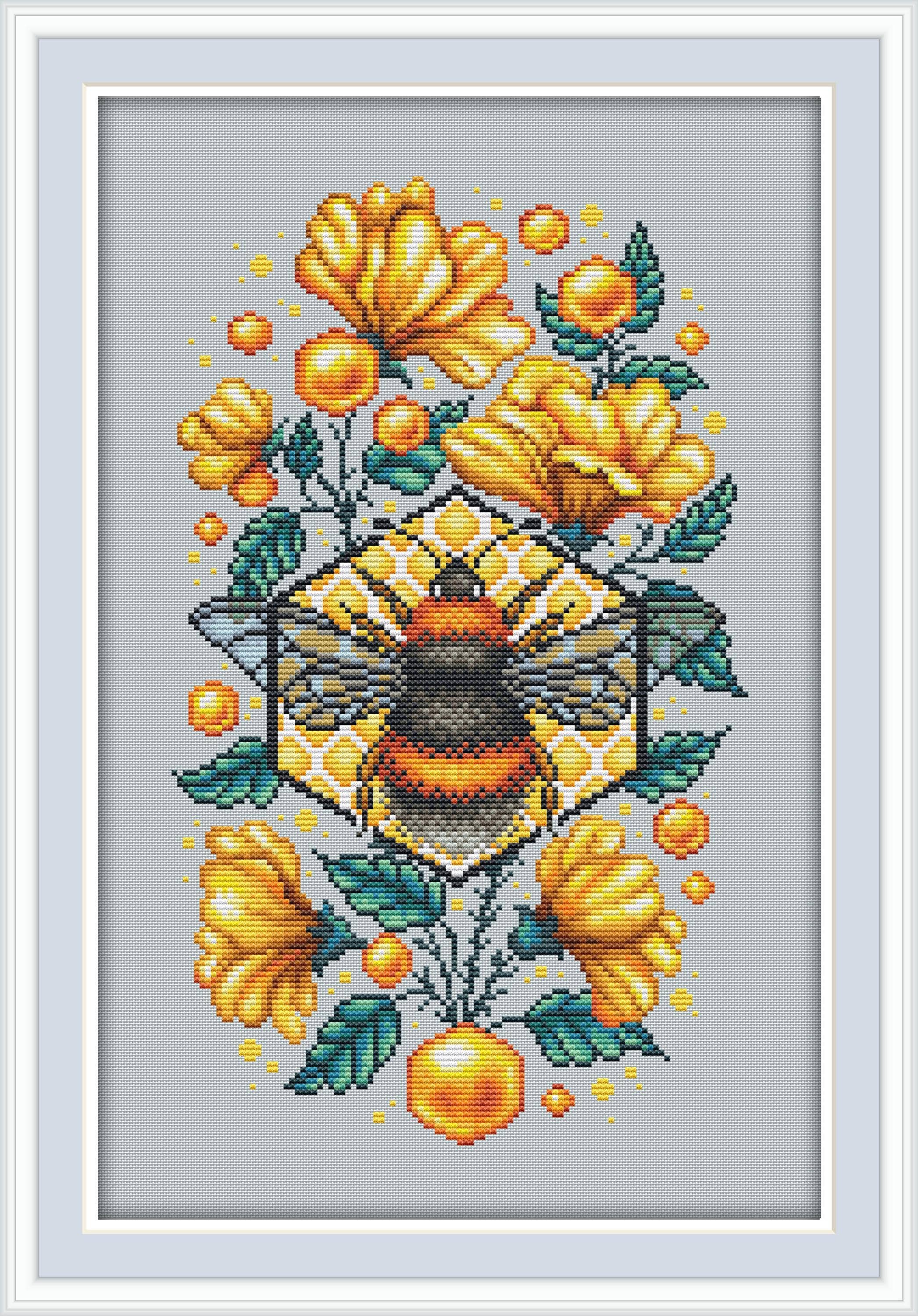 Bee Cross Stitch Pattern Flowers Cross Stitch Pattern Honey Cross ...