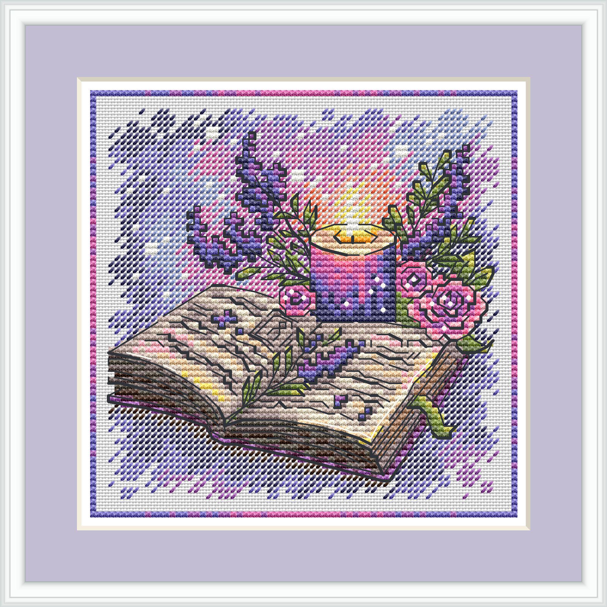 Book Cross Stitch Pattern Candle Cross Stitch Pattern Flowers Cross ...