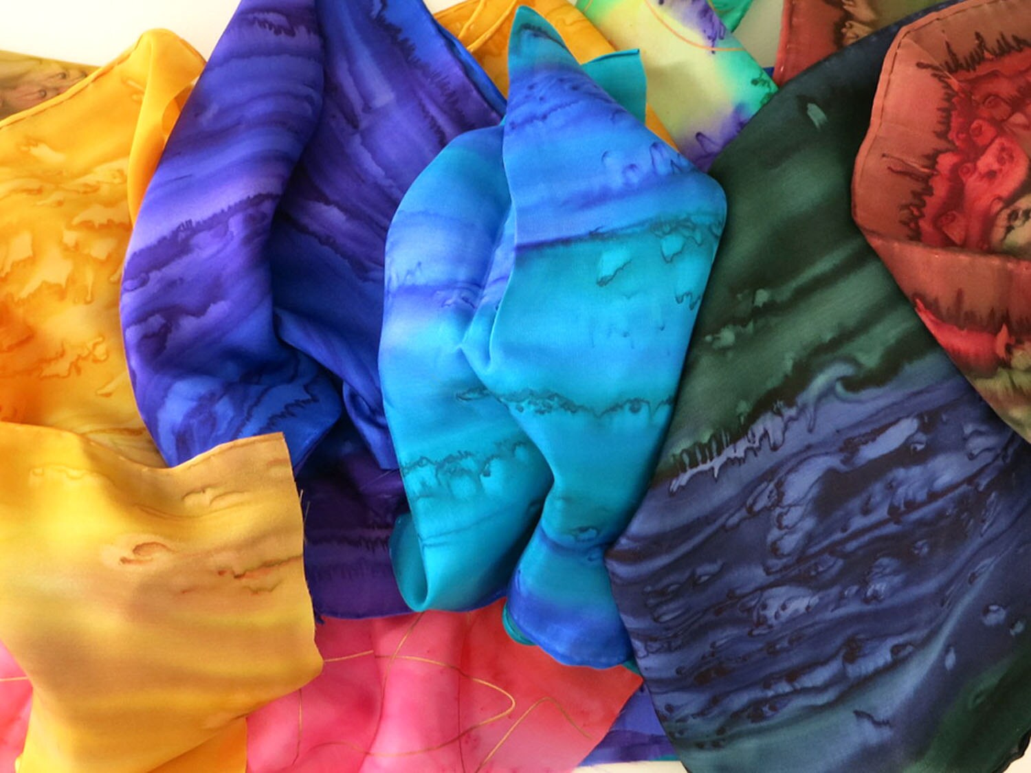 Hand Dyed Silk Fabric Pieces in Assorted Colors | Etsy