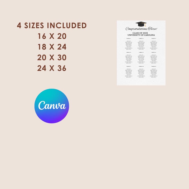 Graduation Seating Chart Template, Printable Congratulations Graduate ...