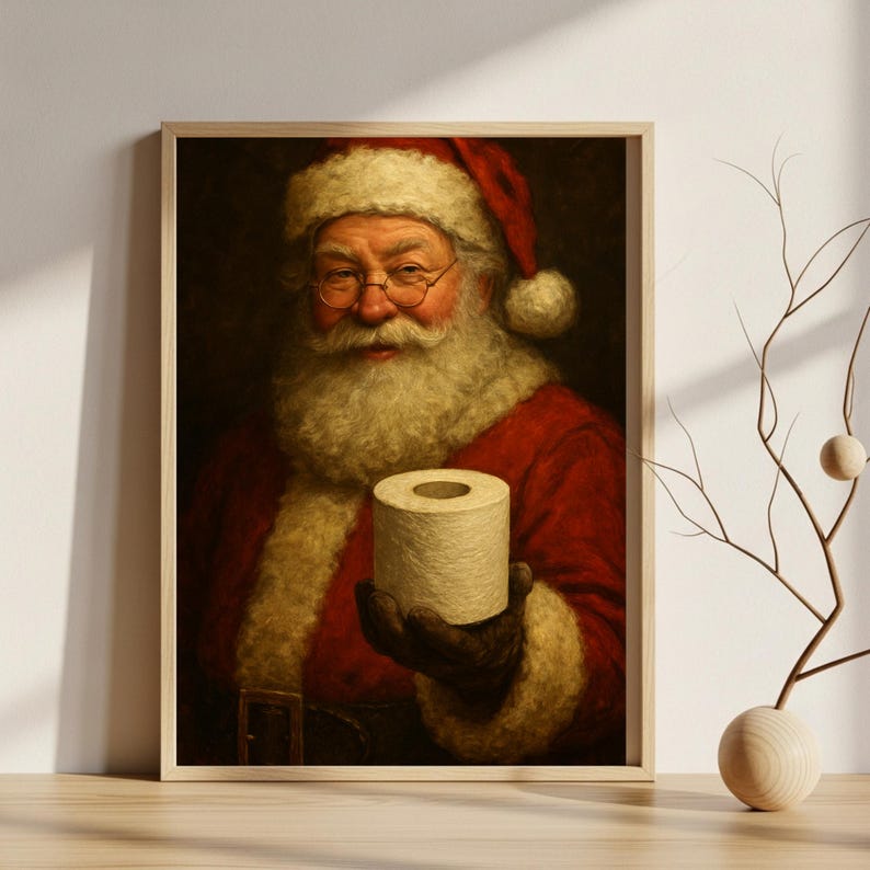 Vintage Santa Funny Bathroom Art Decor, Digital Print, Christmas ...