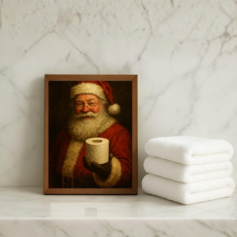 Vintage Santa Funny Bathroom Art Decor, Digital Print, Christmas ...