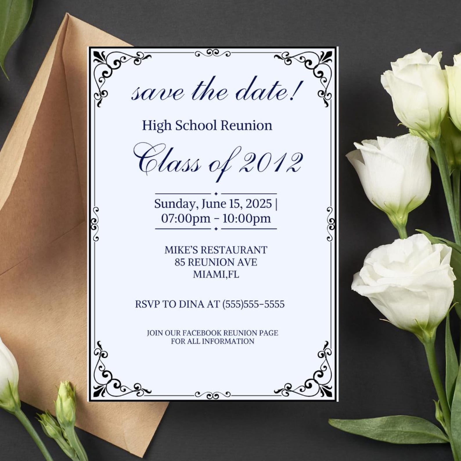 Class Reunion Save the Date Template , Digital Invitation for College ...