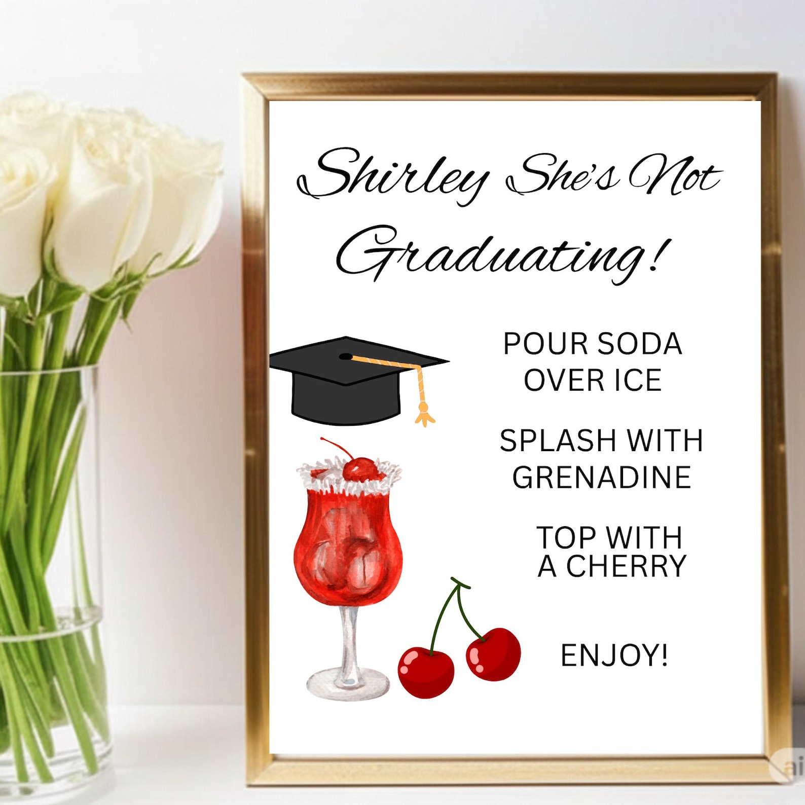 Graduation Shirley Temple Sign, Non-alcoholic Bar Menu, Signature Drink ...