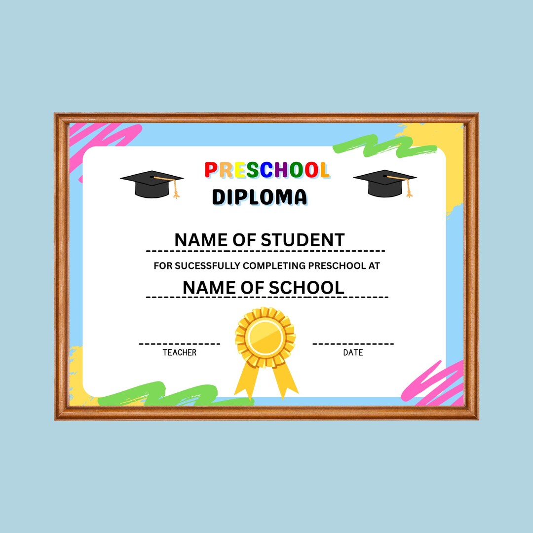 Preschool Graduation Diploma, Graduation Ceremony, Printable and ...