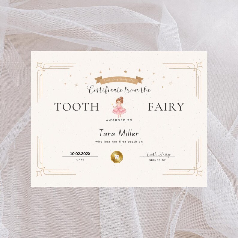 Tooth Fairy Certificate | First Tooth Lost | Kids Tooth Fairy | Lost ...