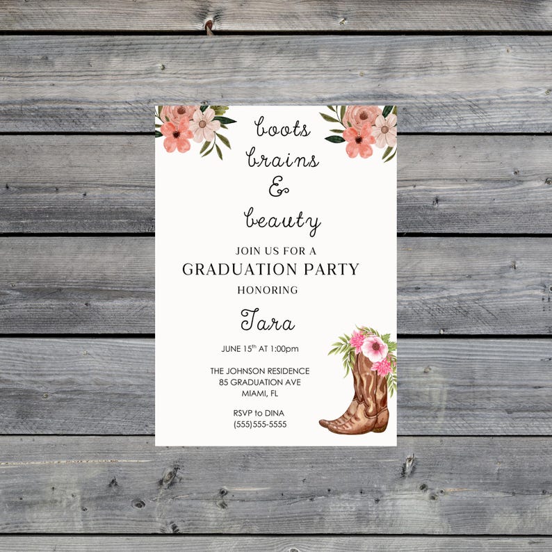 Girl Western Invitation for Graduation, Country Graduation Party ...