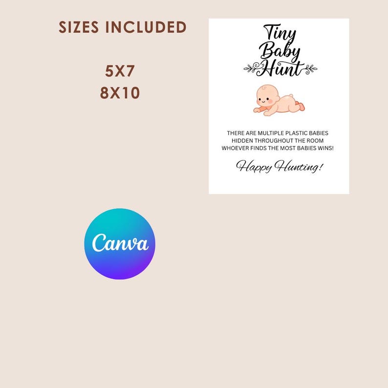 Tiny Baby Hunt Game Sign, Find the Babies, Baby Shower Game Sign ...