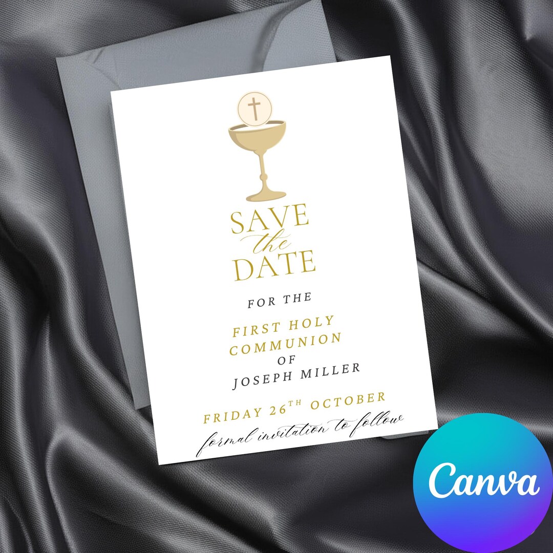 First Communion Save the Date, Catholic Chalice Holy Communion ...