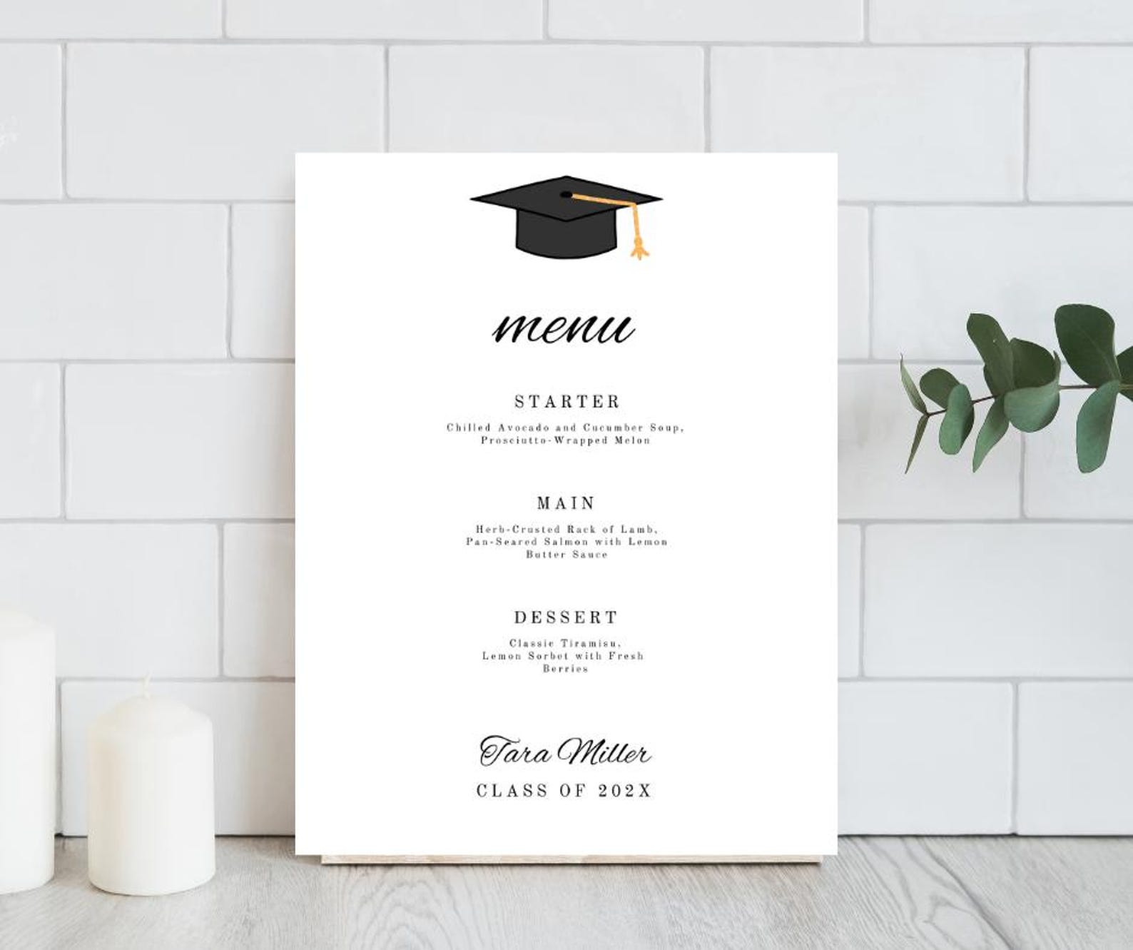 Modern Graduation Menu Template, Minimalist Menu Graduation Sign ...