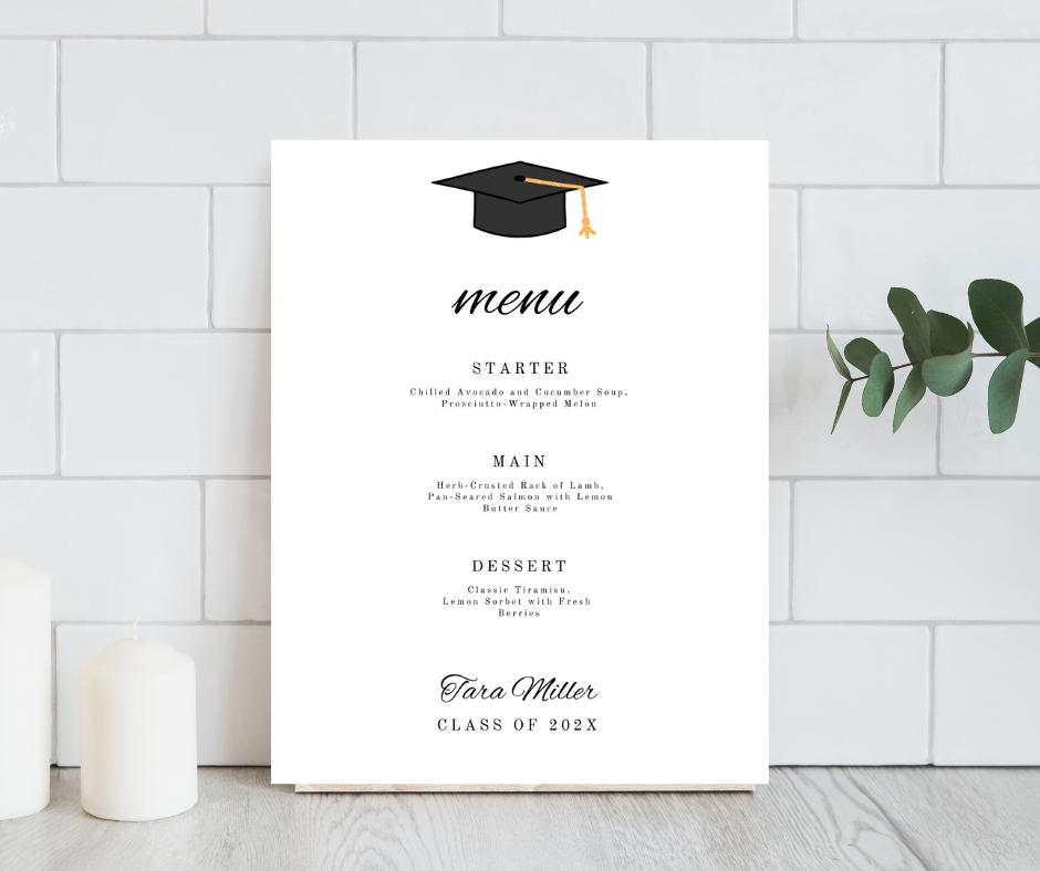 Modern Graduation Menu Template, Minimalist Menu Graduation Sign ...