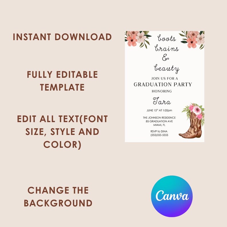 Girl Western Invitation for Graduation, Country Graduation Party ...