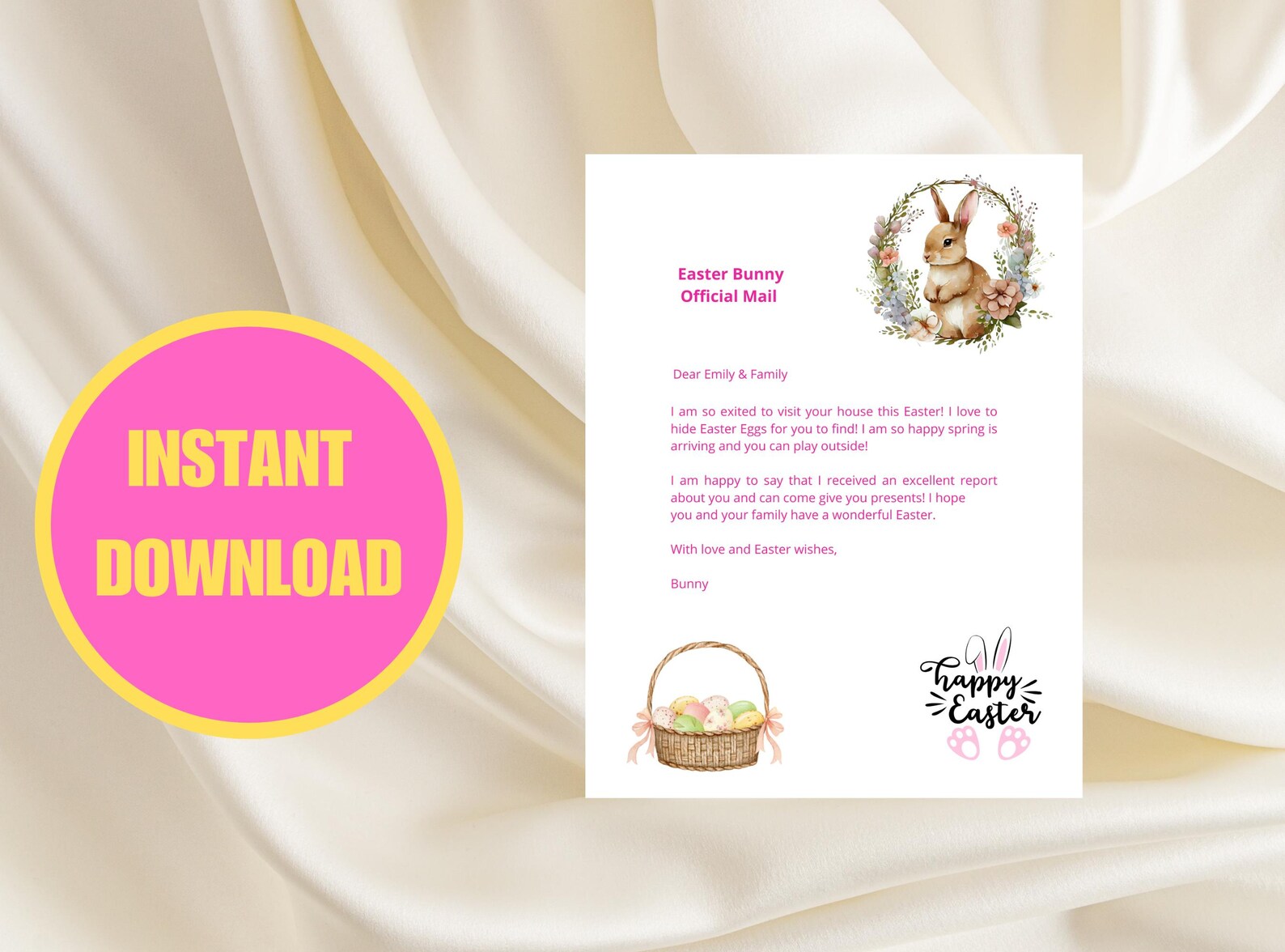 Editable Letter From Easter Bunny, Colorful Printable Easter Letter ...