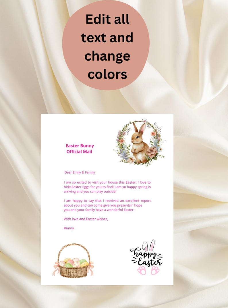 Editable Letter From Easter Bunny, Colorful Printable Easter Letter ...