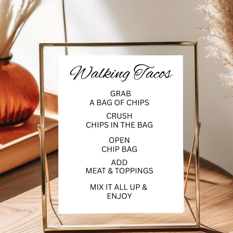 Walking Tacos Printable Event Sign Wedding Fiesta Baby Shower Party ...