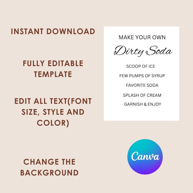 Dirty Soda Bar Sign for Graduation Party, Make Your Own Drink Station ...