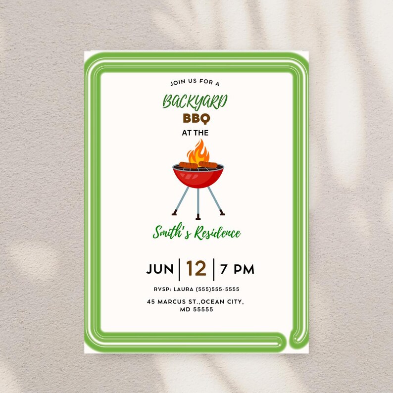 Editable BBQ Invitation, Barbeque Party Invite, Backyard Party Invite ...