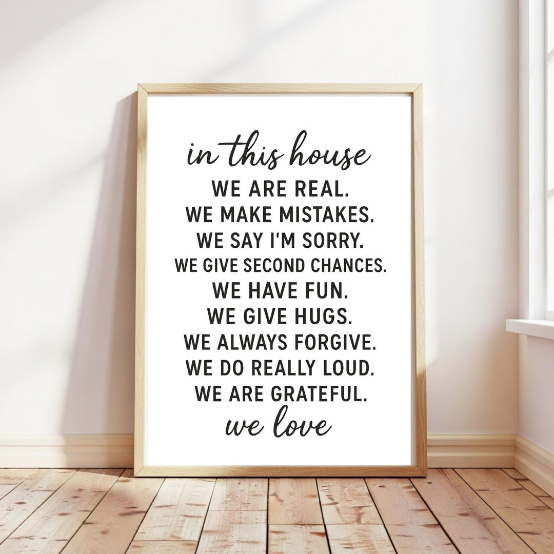 In This House Sign, Family Rules Wall Art, Family Quote Wall Art ...