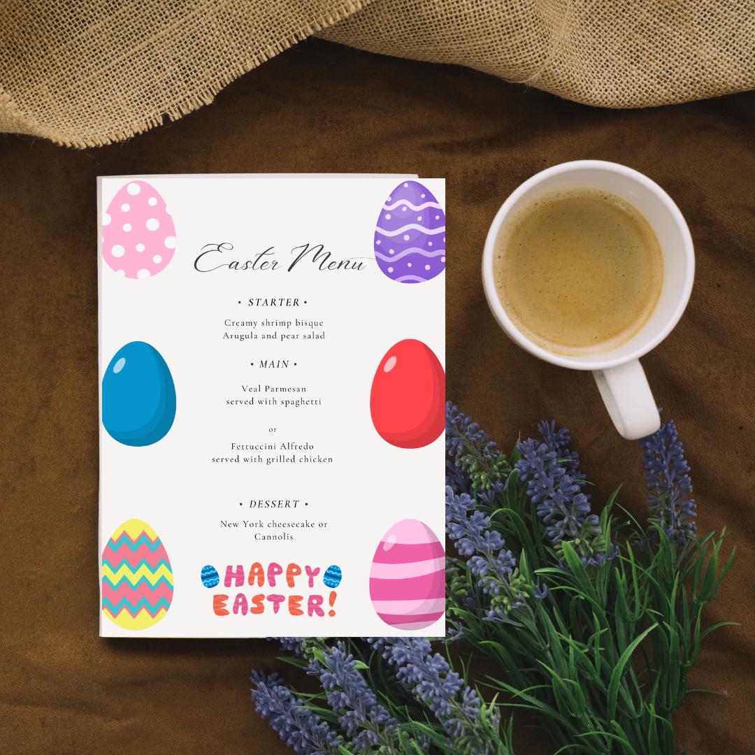 Printable Easter Menu Template Easter Brunch Menu Easter Lunch Menu ...
