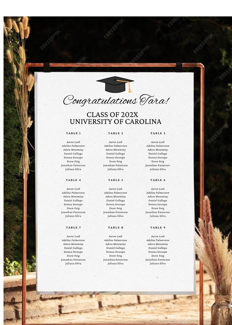 Graduation Seating Chart Template, Printable Congratulations Graduate ...