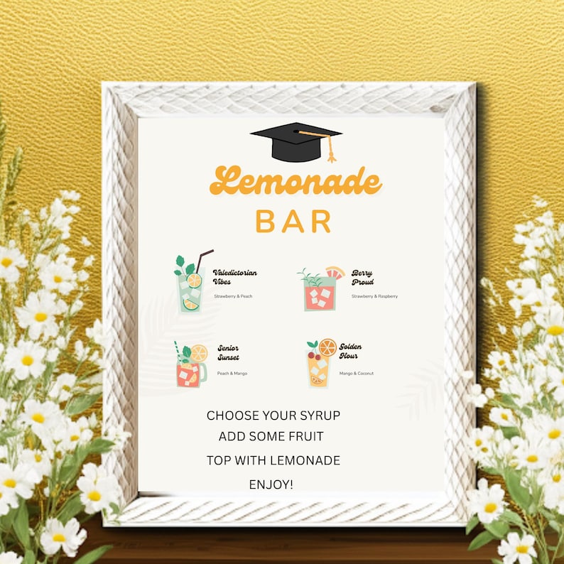 Graduation Party Lemonade Bar Menu PNG, Drink Sign Grad Drink Station ...