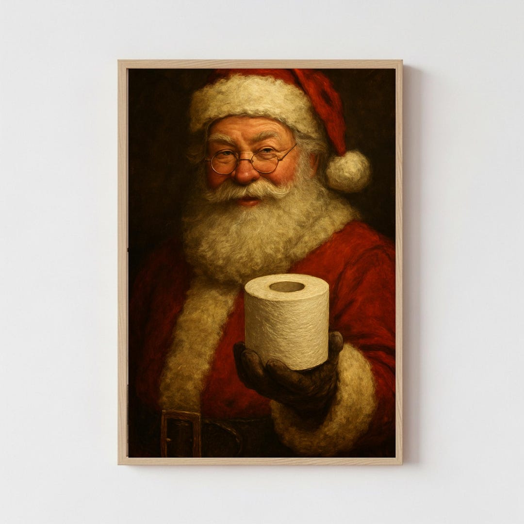 Vintage Santa Funny Bathroom Art Decor, Digital Print, Christmas ...