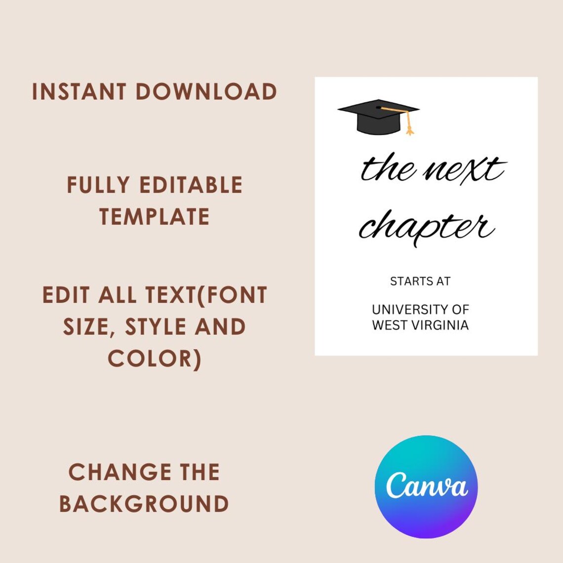 The Next Chapter Starts at Sign Template, Editable Graduation Table ...