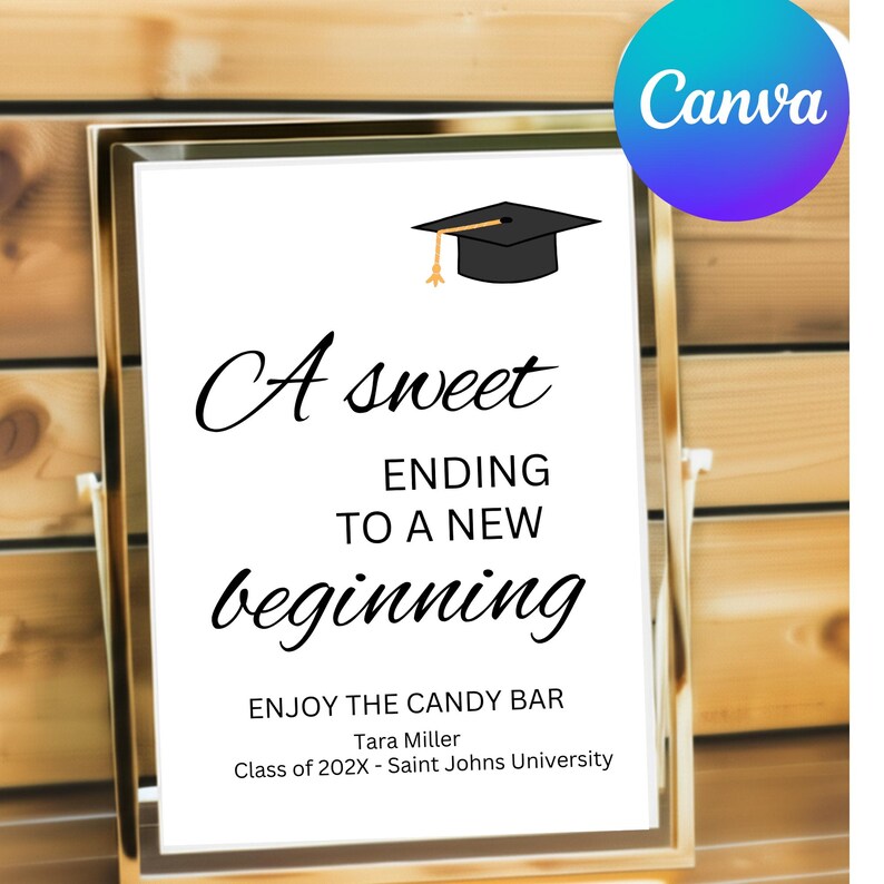 Graduation Candy Bar Sign Template, Printable A Sweet Ending to A New ...