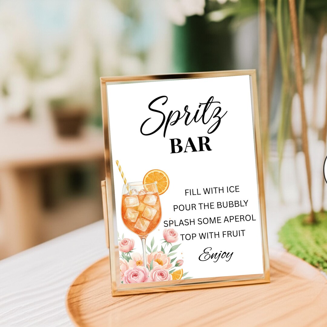 Spritz Station Sign, Citrus Bridal Shower Sign Printable, Citrus Aperol ...