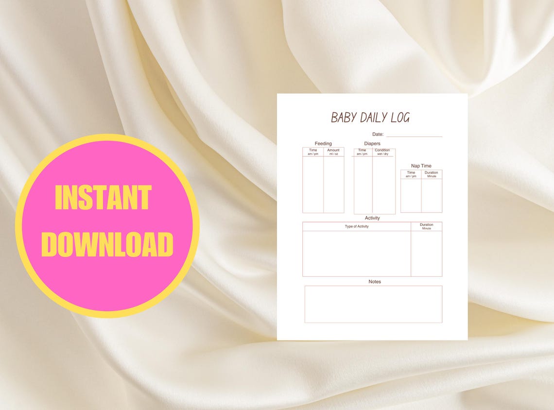 Baby Daily Log Tracker, Newborn Diary Chart, Feedings Diaper Changes ...