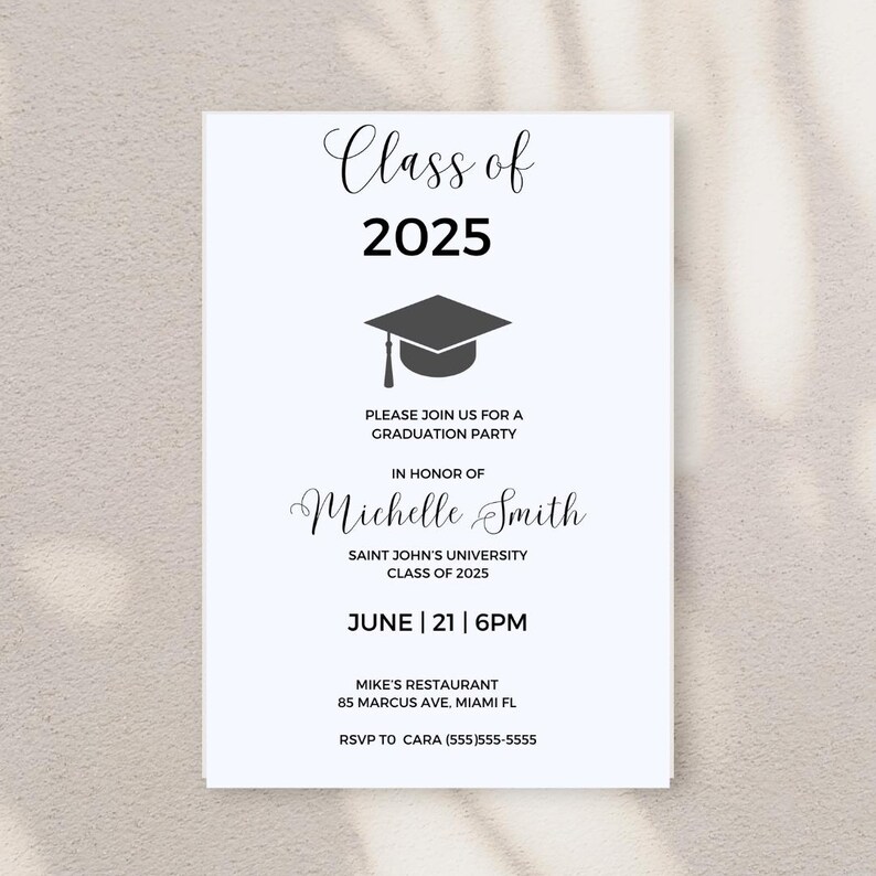 Graduation Invite, Graduation Celebration Party Invitation, Editable ...