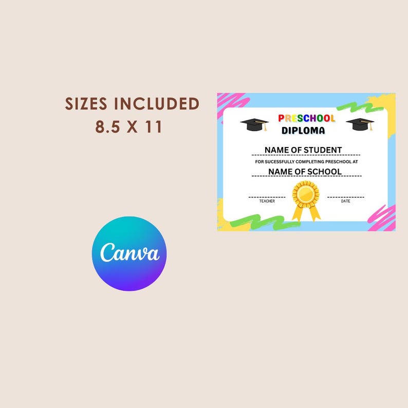 Preschool Graduation Diploma, Graduation Ceremony, Printable and ...
