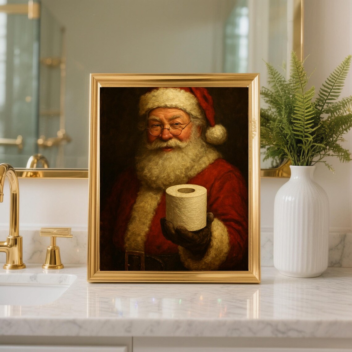 Vintage Santa Funny Bathroom Art Decor, Digital Print, Christmas ...