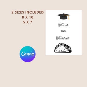 Graduation Party Taco Bar Printable Sign, Graduation Fiesta, Tacos and ...